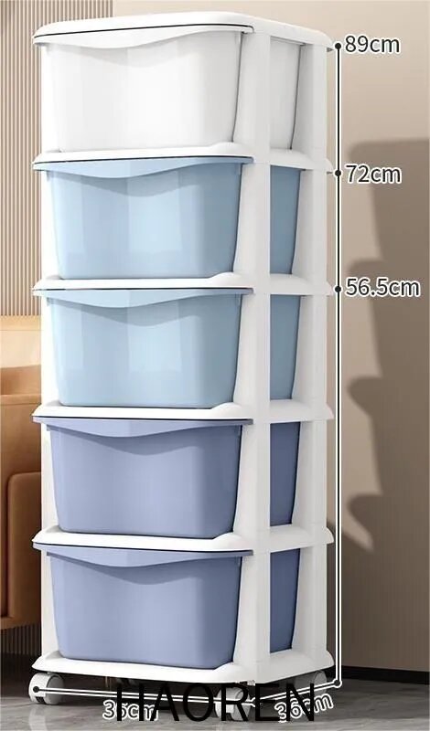 Комод для хранения игрушек 36x97.50 см, детский шкаф из ABS пластика с 5 ящиками, оранжевый и желтый цвета — фото 1