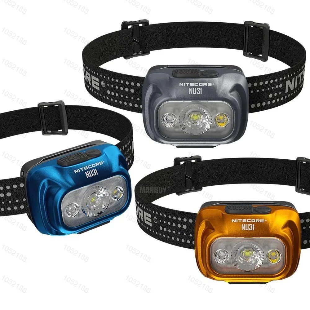Налобный фонарь Nitecore NU31, 120 м, красный и холодный белый свет, встроенный аккумулятор, IPX6, темно-серый — фото 1