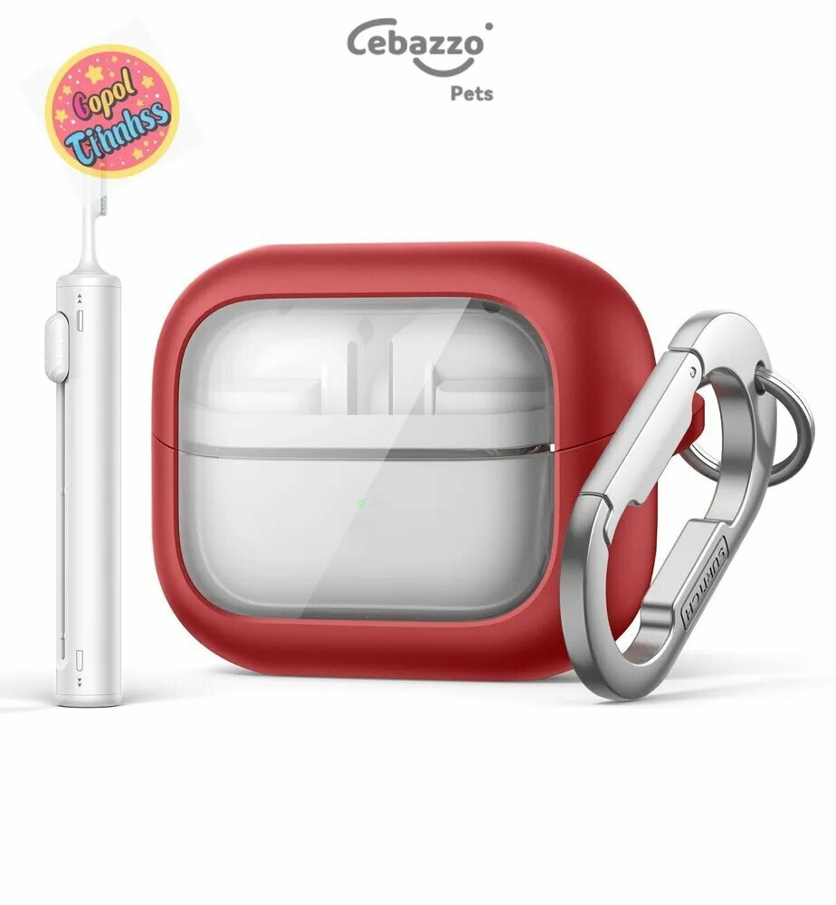 Чехол Suritch для Samsung Galaxy Buds 3 Pro и Buds 3 и Buds 3 FE, с карабином, красный
