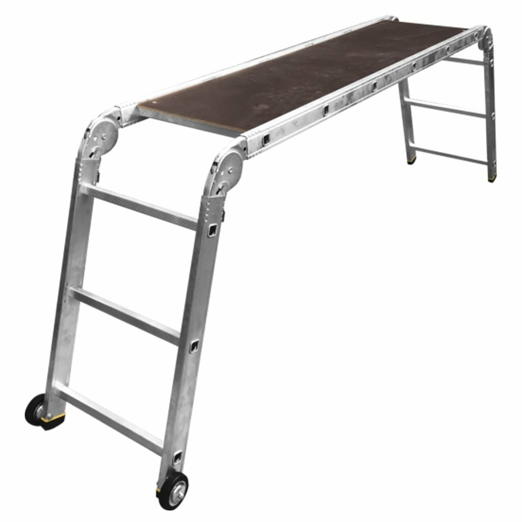 Подмости алюминиевые Alumet SMS 363, 6 ступеней, 1 секция, рабочая высота 2.84 м, нагрузка 150 кг, складные для работ