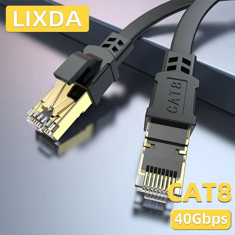 LIXDA Кабель для интернет-соединения RJ-45/RJ-45, 15 м, черный матовый