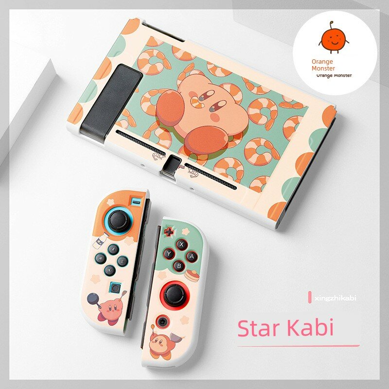 Прочный силиконовый чехол для Nintendo Switch OLED 7-дюймовой модели с рисунком Кириби в белом цвете