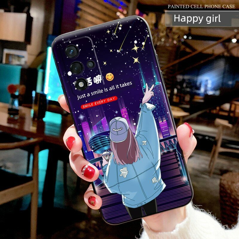 Силиконовый чехол для OPPO A93s с рисунком Счастливая девушка, одиночный чехол для защиты мобильного телефона, прочный