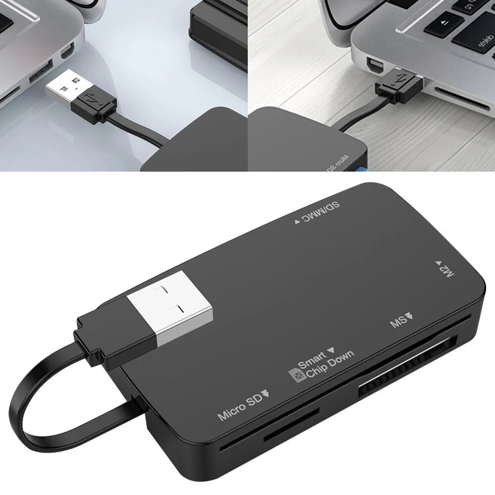 Универсальный USB-ридер для смарт-карт, SIM, ID, IC, microSD и SD/MMC