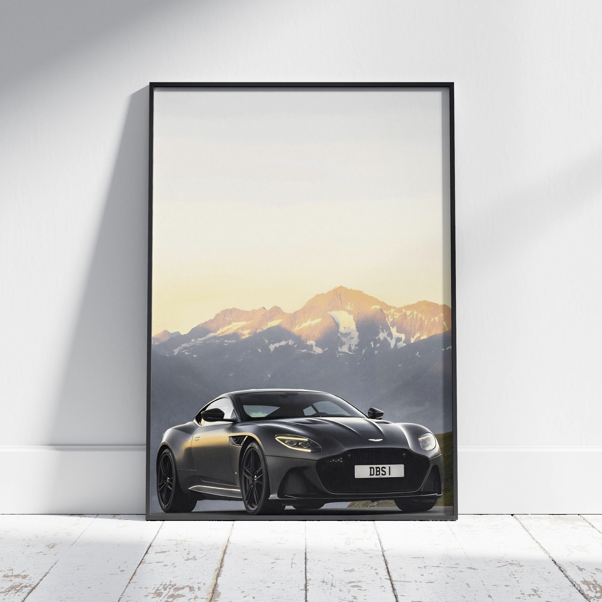 Плакат на стену для интерьера Спорткар (Aston Martin DBS Superleggera 4) - Постер по спортивным гоночным машинам автомобилям формата А4 (21x30 см)