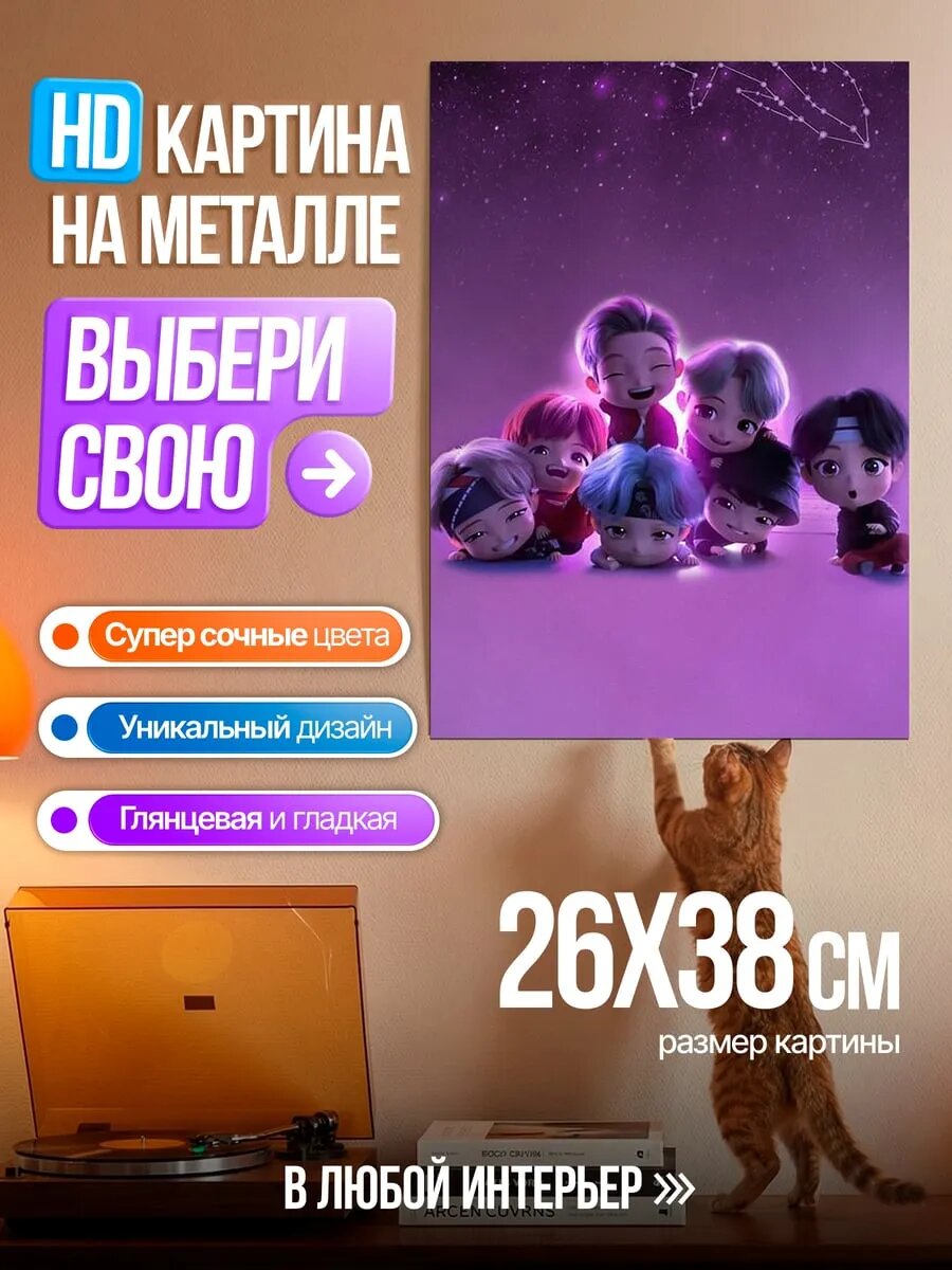 Картина на HD металле Чиби группа друзей