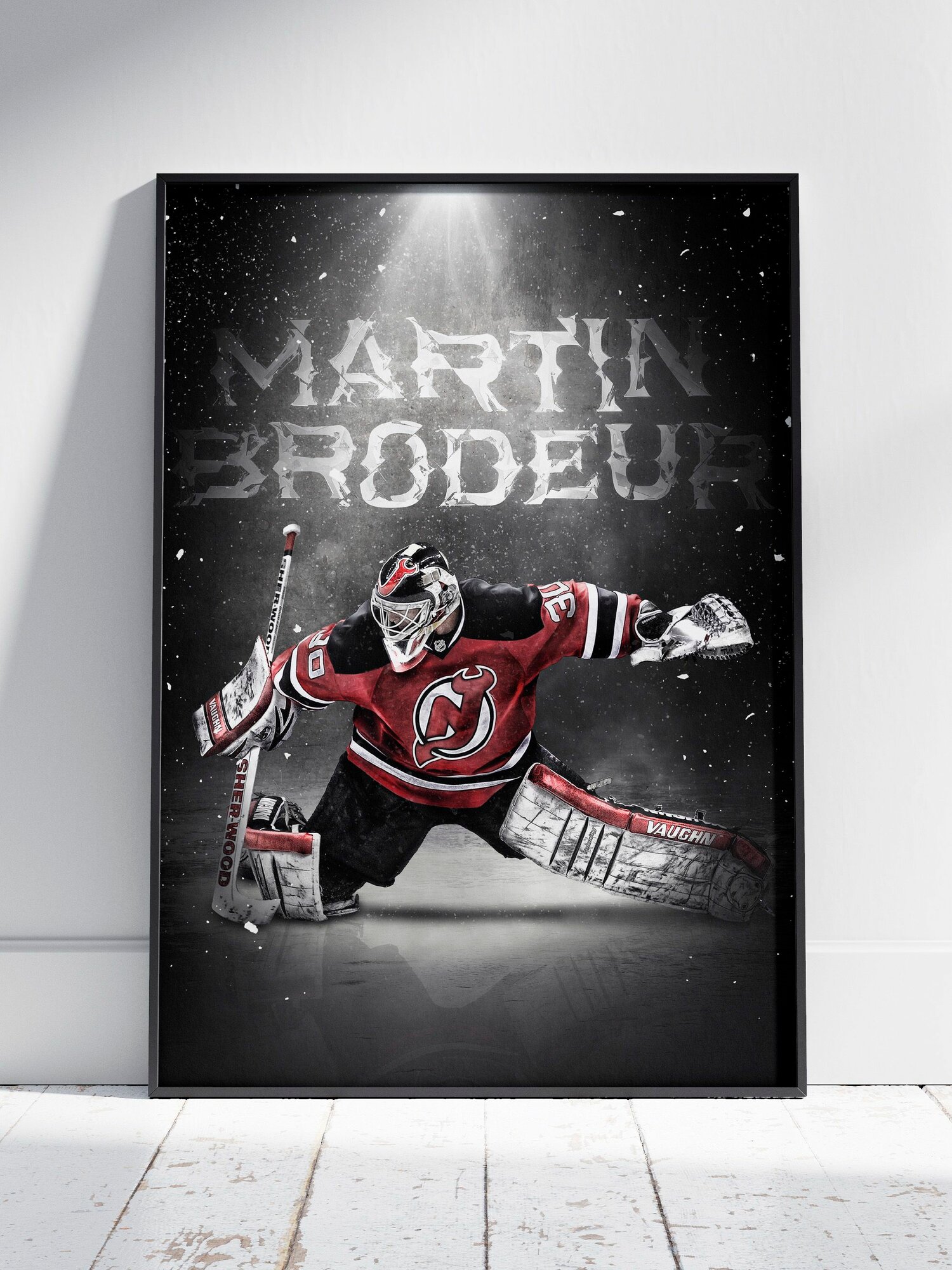 Плакат на стену для интерьера Легенды Хоккея (Мартин Бродёр - Martin Brodeur 2) - Постер по спорту и физической активности формата A3 (30x42 см)