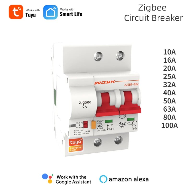 AllbeAI Автомат защити цепи Zigbee 1P/2P/3P/4P 220В 1 Phase 220V, 25А
