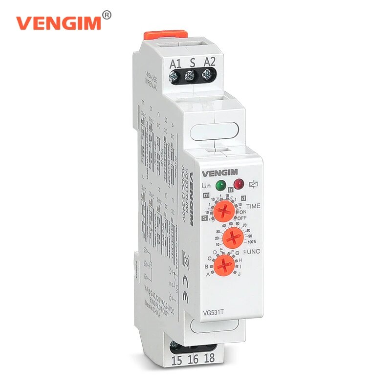 VENGIM 16А Многофункциональное реле времени 12V 24V 220V 230V переменного и постоянного тока с 10 функциями реле времени задержки отключения на Din-рейке