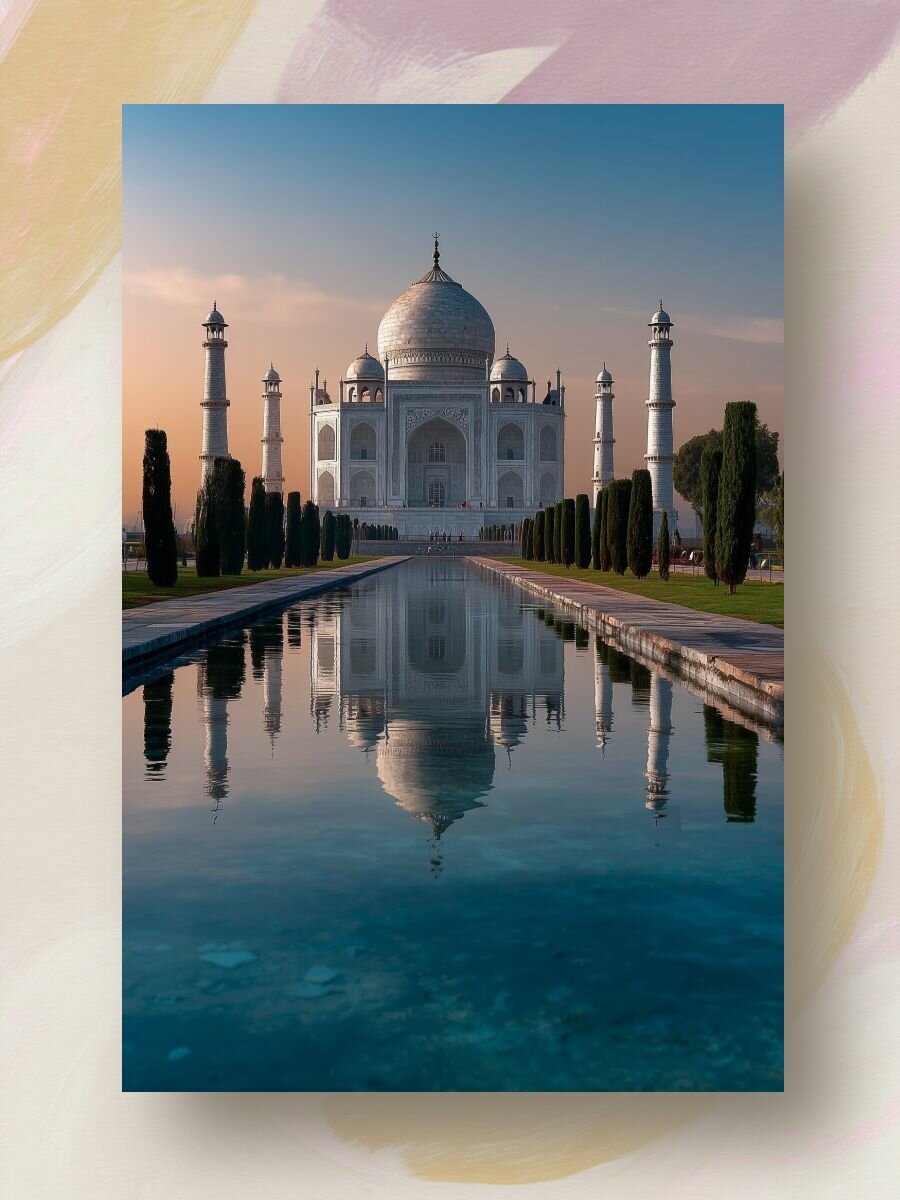 Картина на холсте 40х60 Элемент Принт, Тадж-Махал, Индия, архитектура, пейзаж, постер на стену, интерьерная картина
