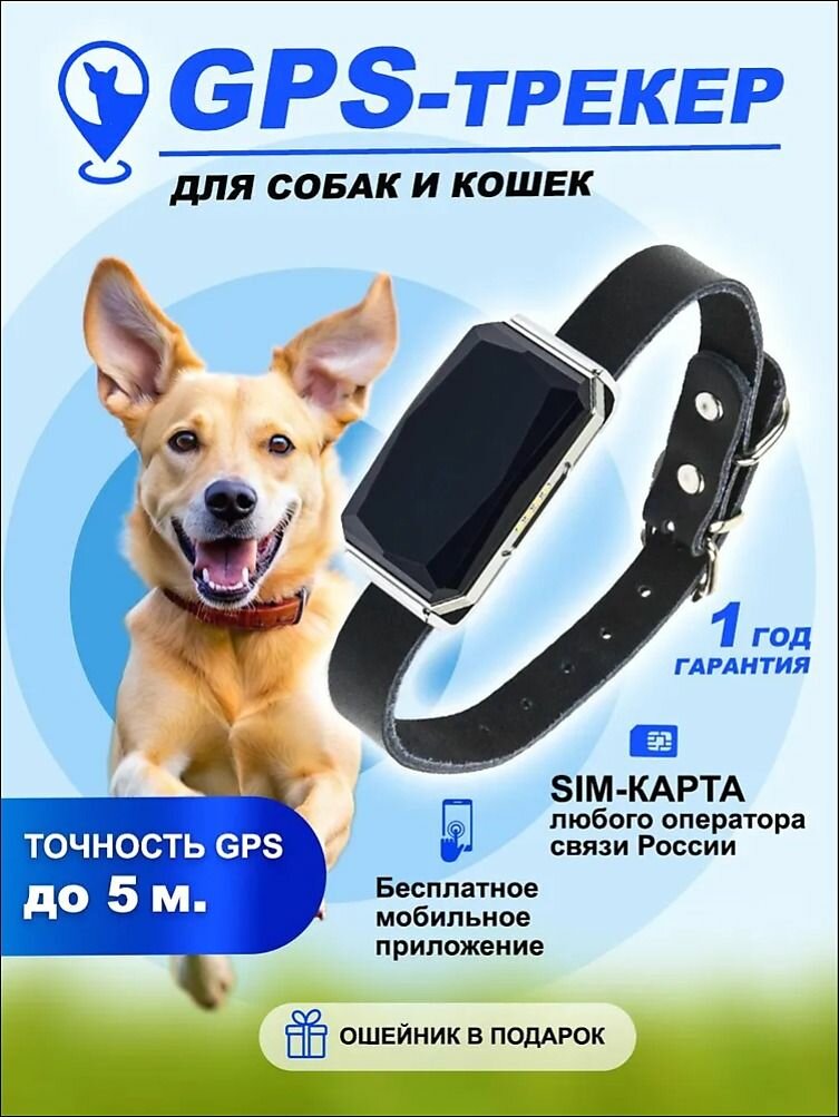 GPS трекер для собак / Защищён от дождя и пыли / С инструкцией на русском языке