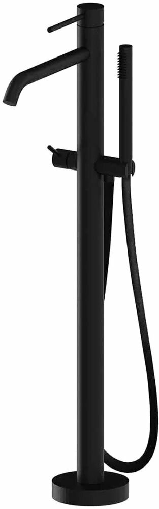 Напольный смеситель для ванны с душем Paffoni Light LIG032NO с душевым гарнитуром, черный, матовый, латунный, с керамическим картриджем
