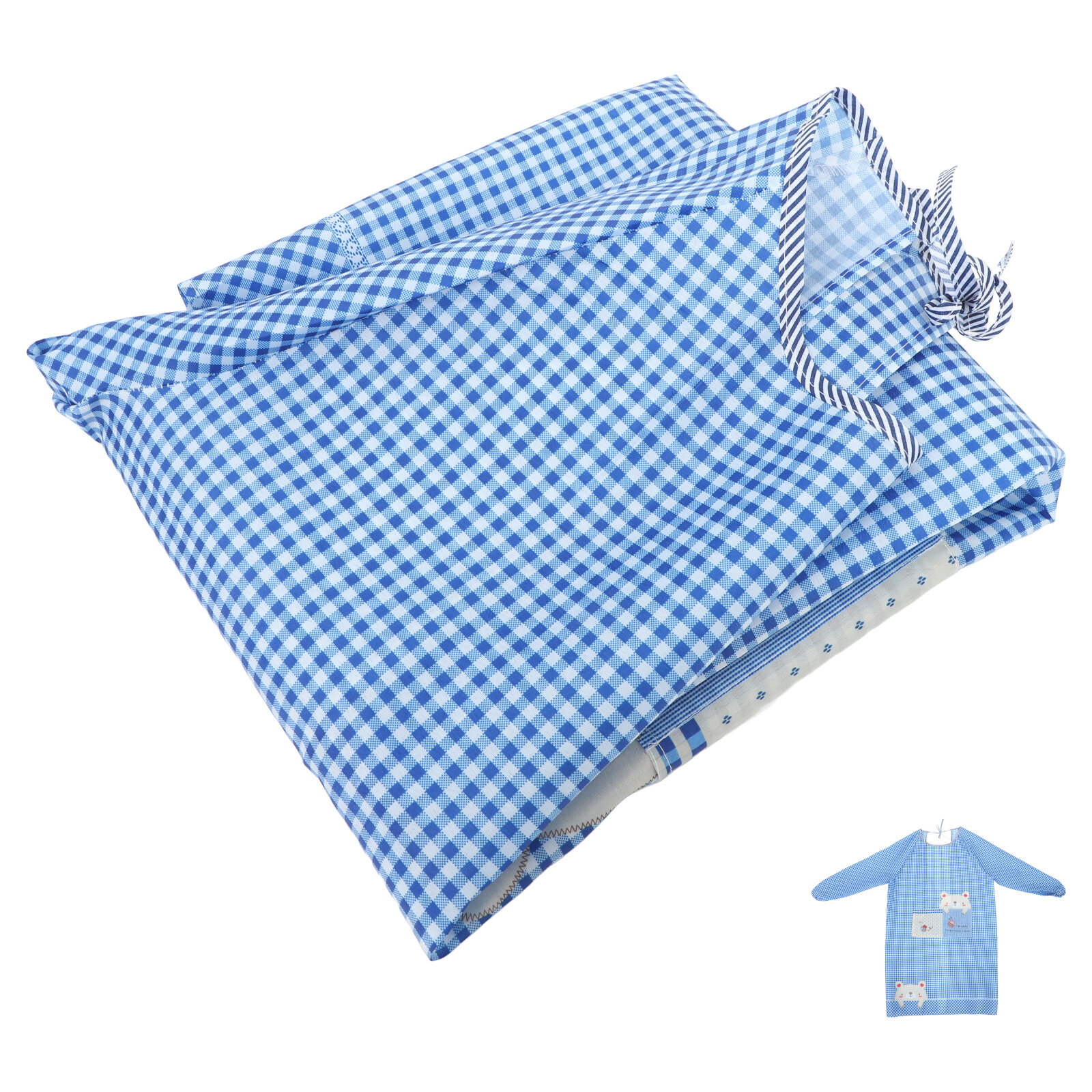 Модный фартук с длинными рукавами из бархата персикового цвета, маслостойкий, для кухни, для работы в ресторане, рабочий халат для взрослых, надеваемый наизнанку, — синий.