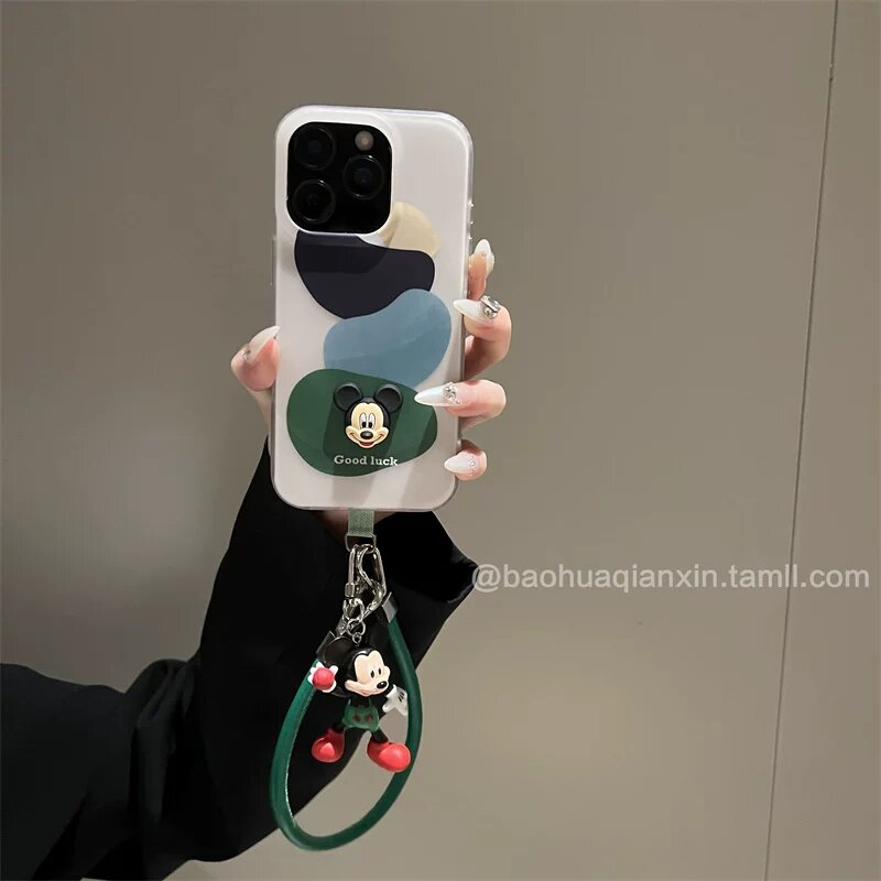 IPhone 13 Pro Желто-зеленый синий блок + Маленький стикер Qiti + Зеленый стикер зеленая кожа ланярд + Зеленое одеяние