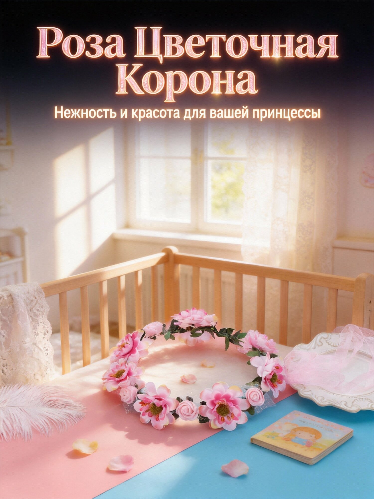 Роза цветочная корона с тканевыми цветами и регулируемой лентой, модный аксессуар для свадьбы, вечеринки и повседневного образа