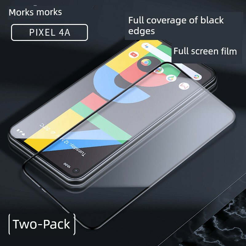 Для Google Pixel 4A, 2-упаковка стеклянного защитного экрана, полное покрытие с 2.5D краем, анти-отпечатки