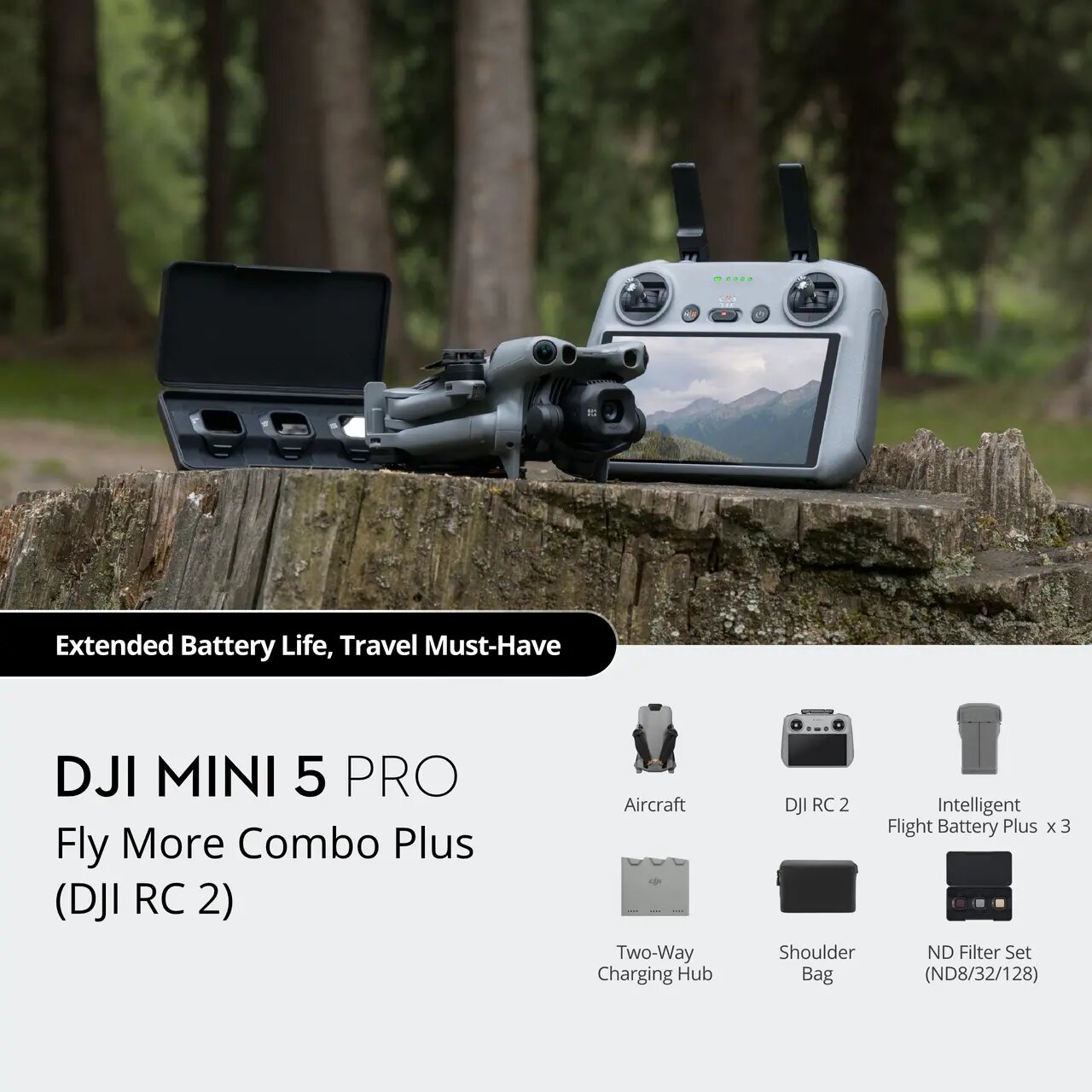 Комплект DJI Mini 5 Pro Fly More Combo Plus, с пультом DJI RC 2, 52 минуты полета