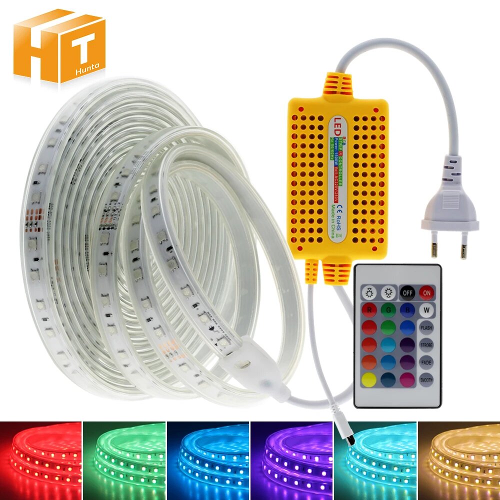 RGB светодиодная лента Hunta 5050 220В, 6м