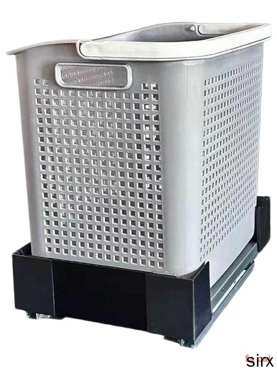 Выкатная корзина для белья — вместительная универсальная корзина с демпфирующей направляющей, монтаж без сверления