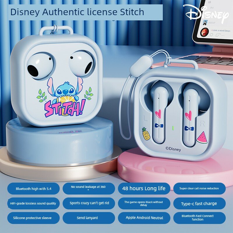 Беспроводные наушники Disney Стич 2025 года с длительным сроком службы батареи совместимые с iPhone и Xiaomi