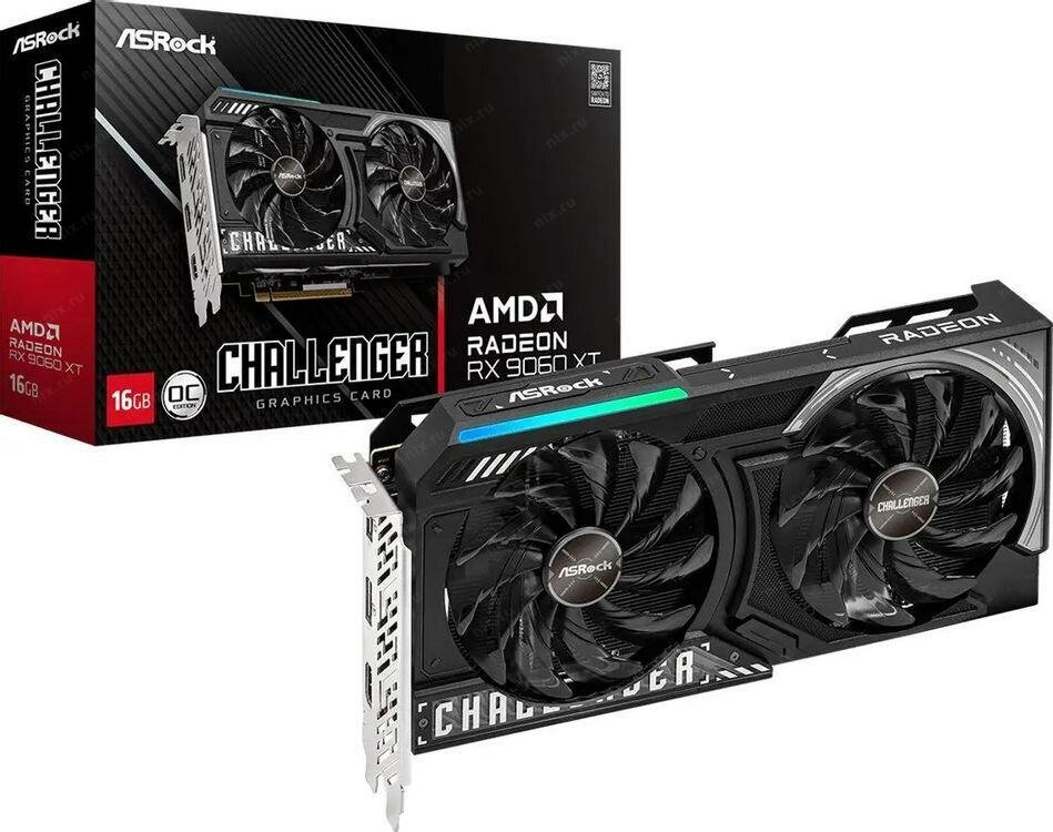 RX9060XT CL 16GO Видеокарта ASRock Radeon RX 9060 XT Challenger 16GB OC//RX 9060XT, HDMI, DP*2, 16G, D6
