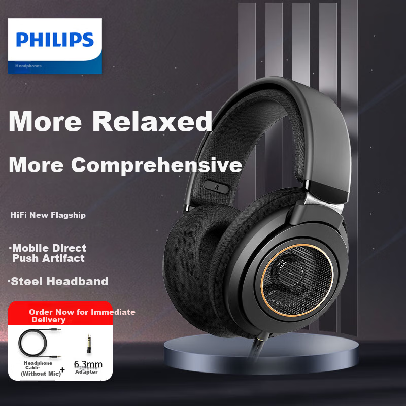PHILIPS проводные накладные наушники HiFi профессионального уровня для музыки, игр, ПК, Apple, Huawei, Xiaomi, Android,