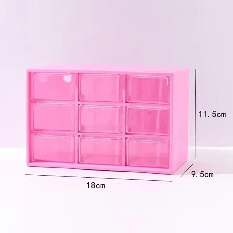 Прозрачные настольные органайзеры 9-сеток Розовый, Rose Red