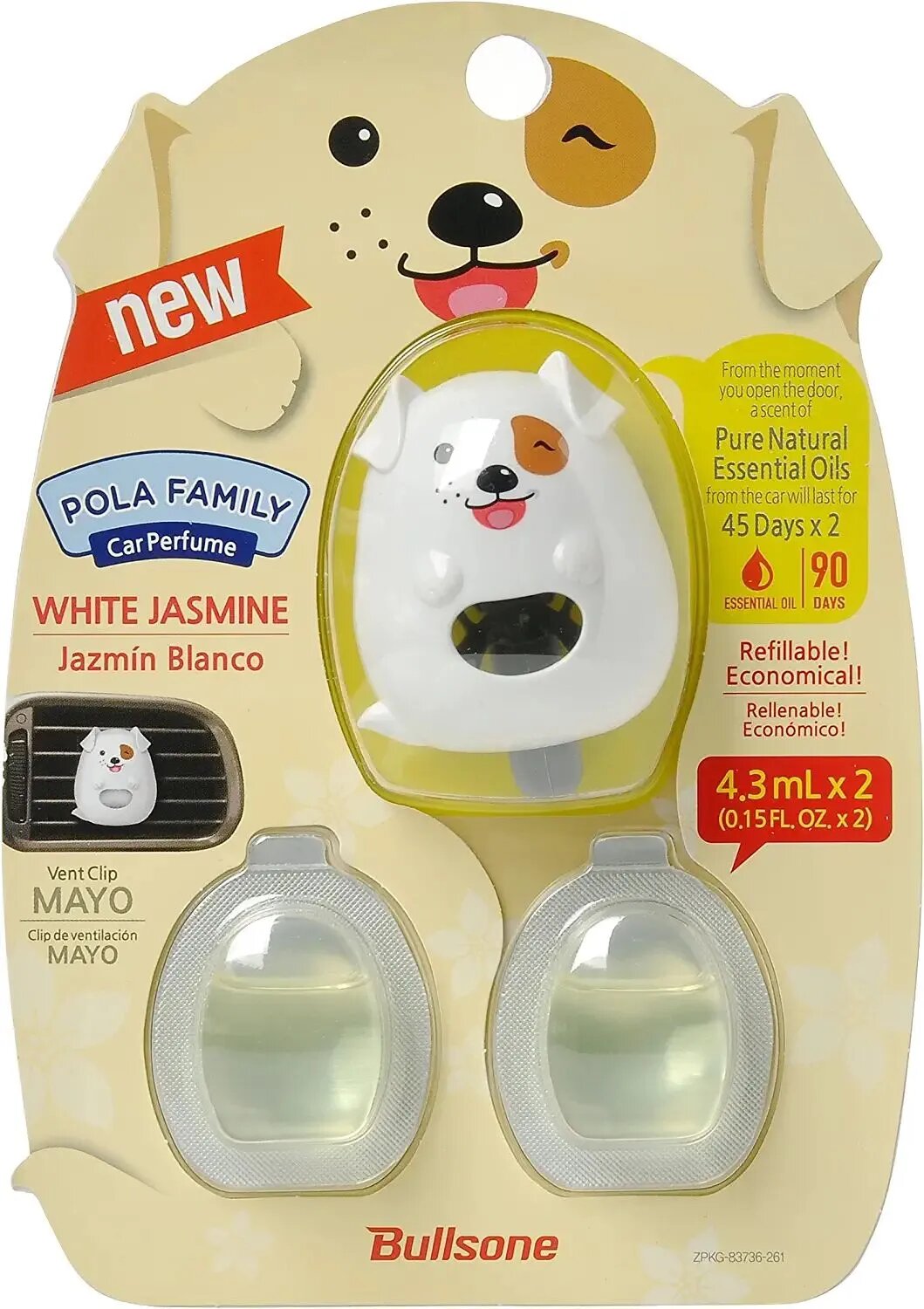 Ароматизатор POLA FAMILY Jasmine (жасмин) мембранный +доп. мембрана 4,3мл AIRCARE 30029901, шт