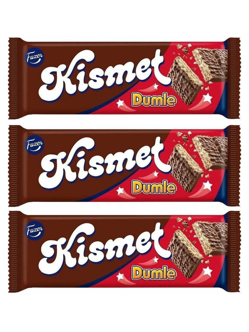Шоколадные вафли Fazer Kismet Dumle, комплект 3уп по 55г (Финляндия)