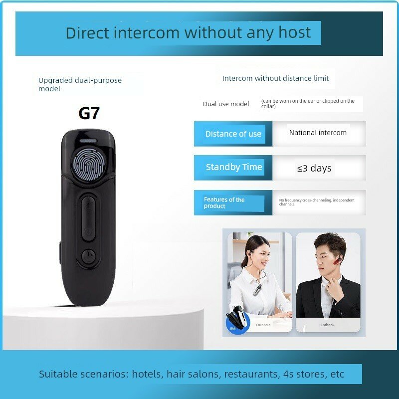Беспроводной радио наушник с Bluetooth 5G, улучшенный вариант, черный, двухфункциональный (на ухо и лацкан),