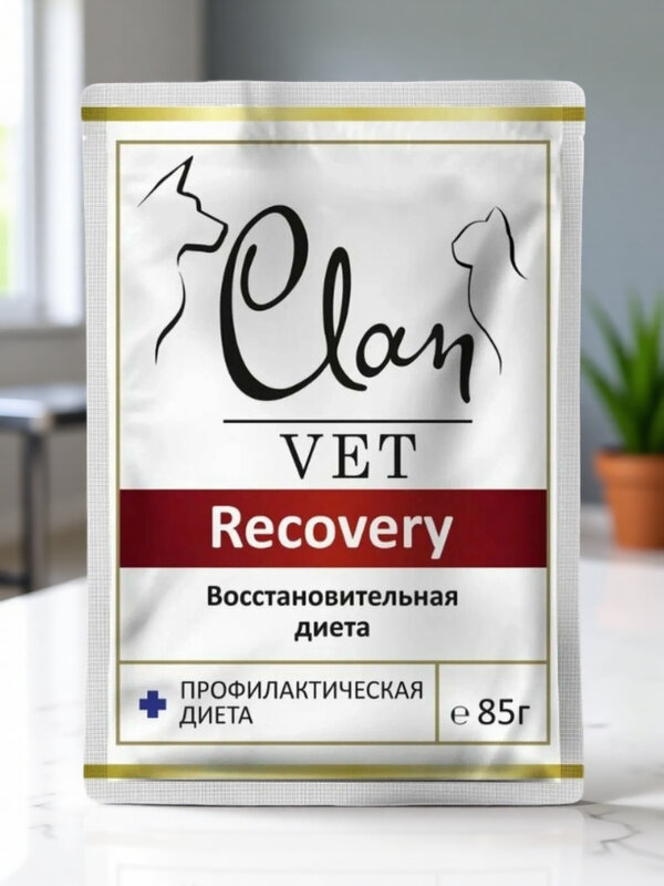 CLAN VET RECOVERY пауч кусочки в соусе для собак и кошек восстановительная диета 1 шт, 85гр