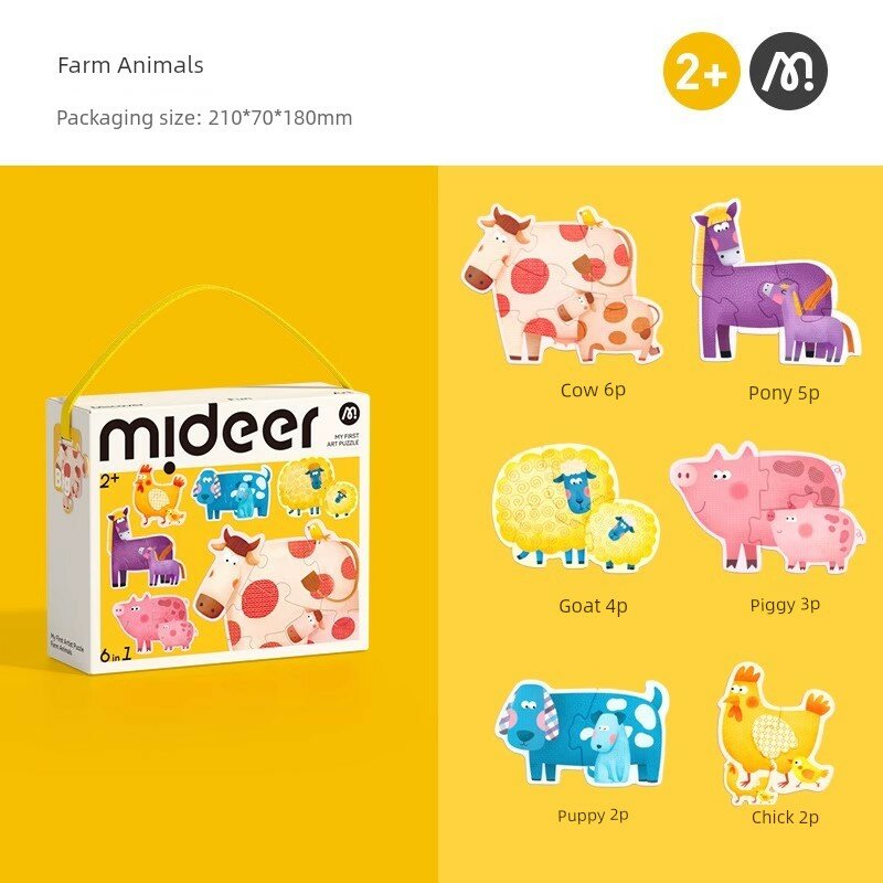 Mideer Художник Пазл Фермерские животные для детей 3+ лет с сумкой хранения (80 деталей)