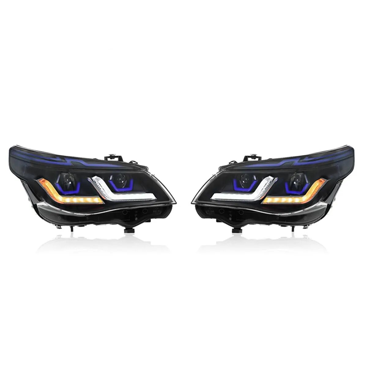 Модифицированные автомобильные фары One Pair для BMW 5 серии E60. Сборка светодиодных фар. Обновление галогенных фар. Ксеноновый линза. Годы 2003-2010