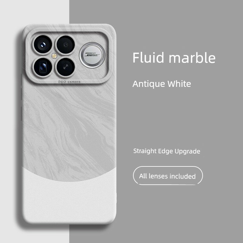 Силиконовый чехол для Redmi K90 с полным покрытием — жидкостный мраморный узор фарфоровый белый ударопрочный