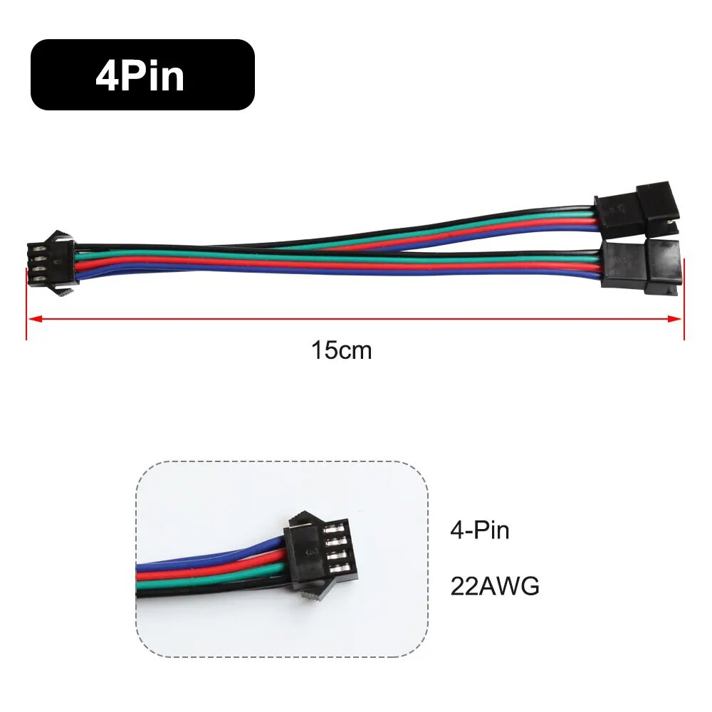 Разветвитель 4Pin 1 To 2 для светодиодной ленты 15см, 10шт