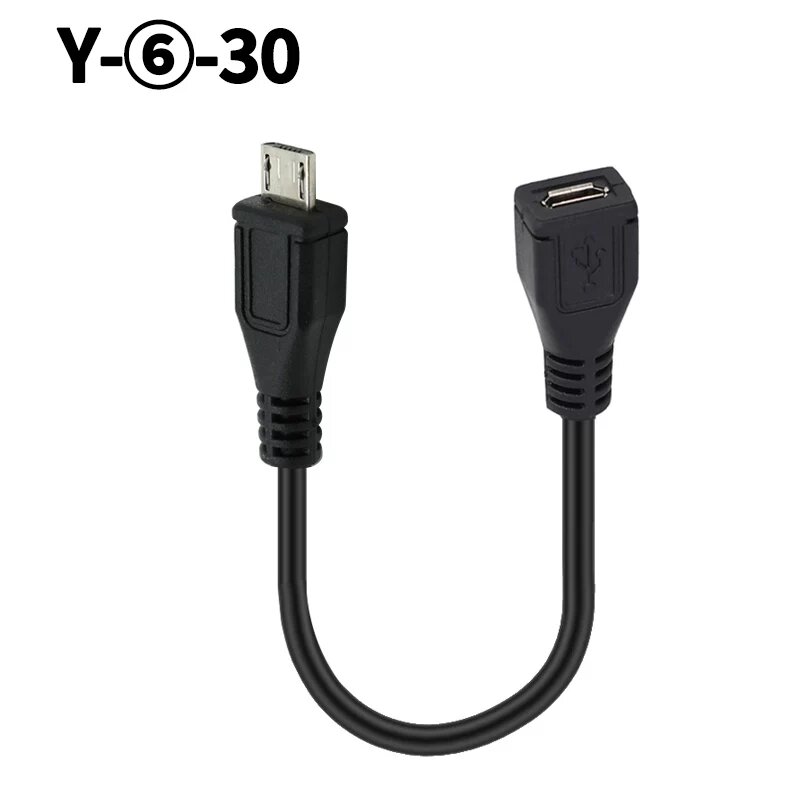30 см черный кабель с микро USB прямым соединением и поддержкой OTG для зарядки мобильных устройств