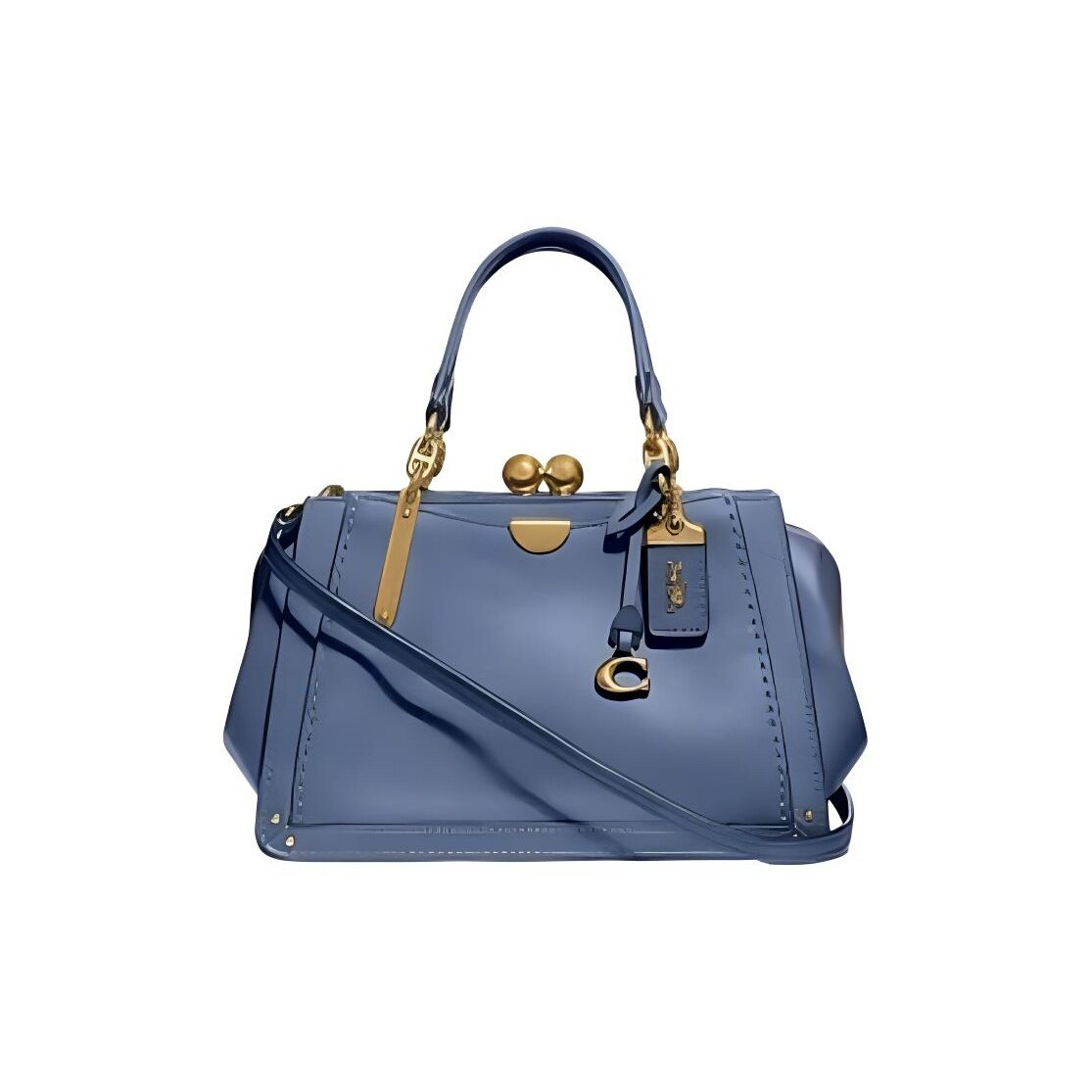 Сумка Coach, фактура стеганая, деним — фото 1