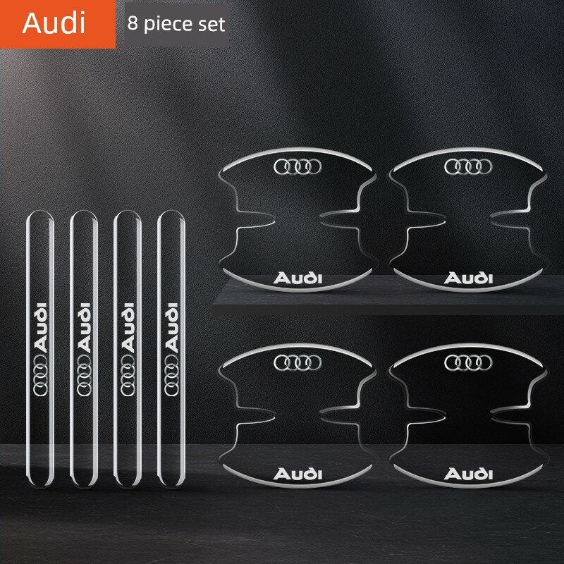 Защитные наклейки для ворот и ручек дверей Audi A6L/A4L/Q5L/Q3/A3/A5L, 8 шт. с логотипом S, прозрачный слой