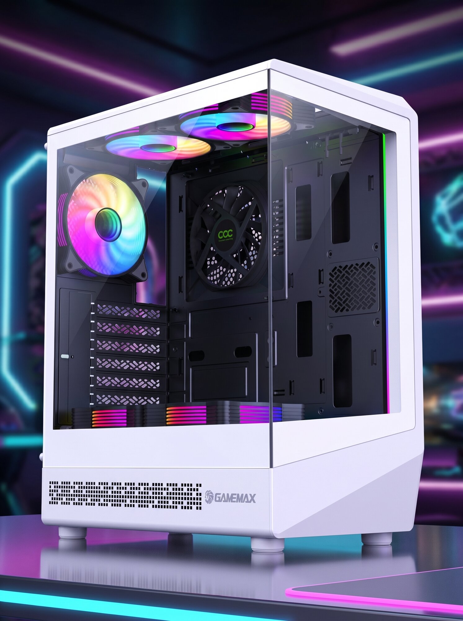 Корпус для ПК GAMEMAX Vista COC AW Midi-Tower, ATX, закаленное стекло, USB3.0, USB2.0, Type-C