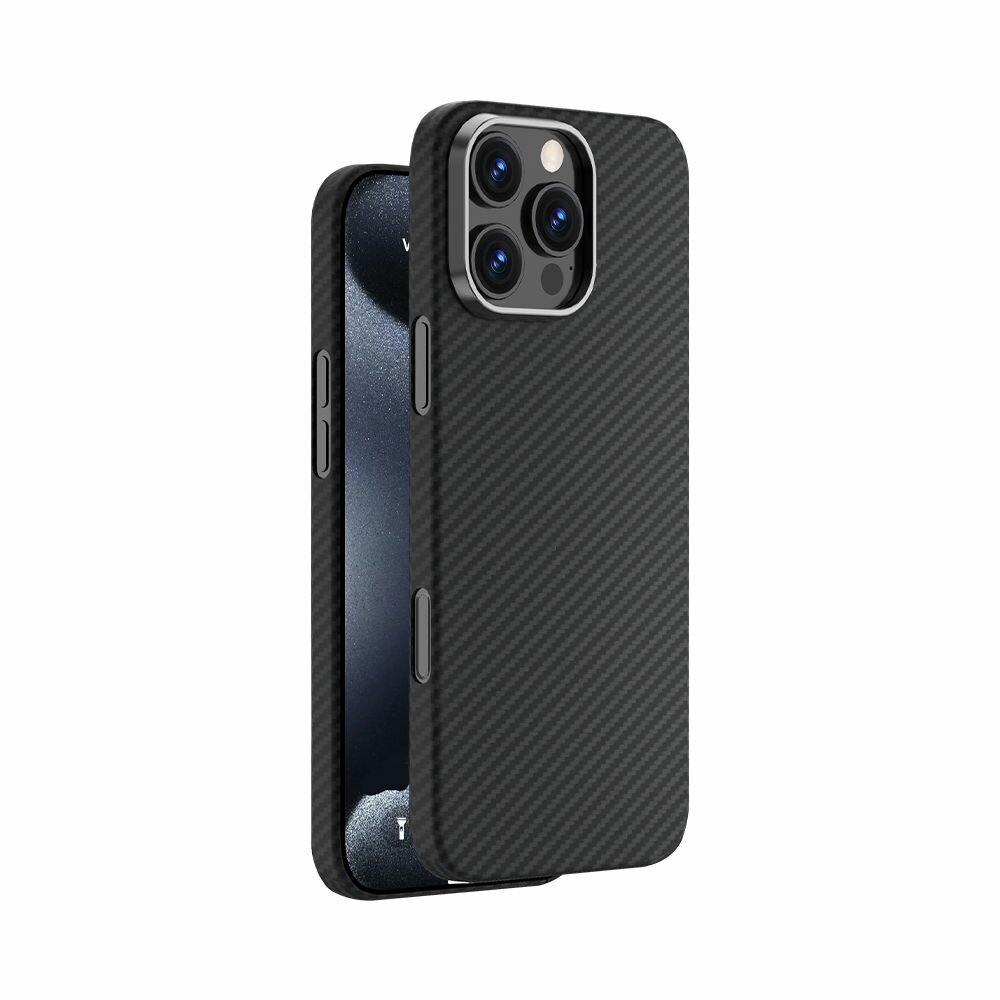 Чехол для Айфон 16 Про из Кевлар с МагСейф Real Kevlar MagSafe для Apple iPhone 16 Pro, черный, Deppa, 84242
