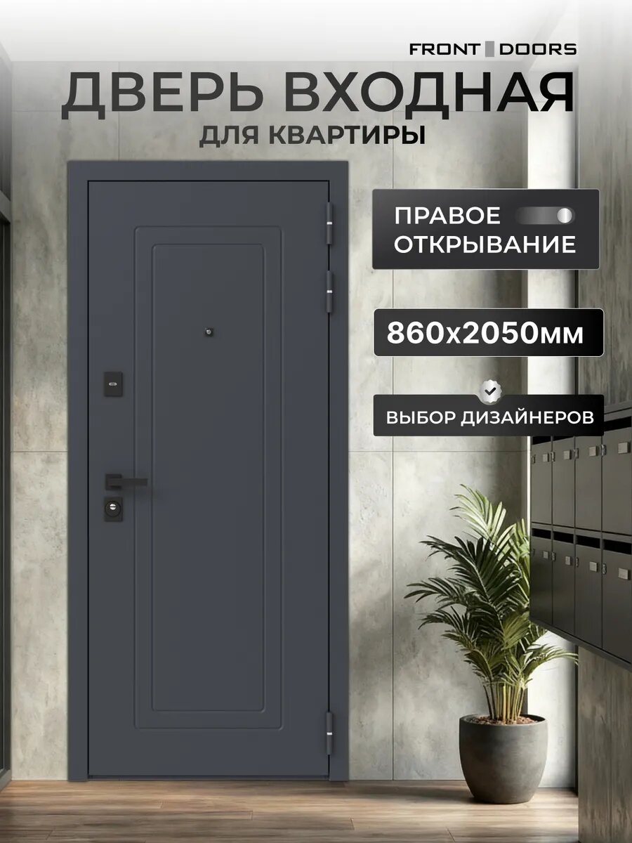 Входная дверь Front Doors RLNG Lite 100 (G1-G205), для квартиры, правая, 86 см x 205 см