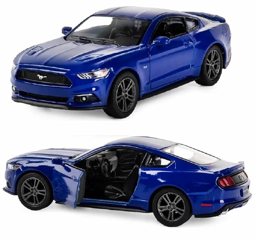 Модель машины Kinsmart "Ford Mustang GT 2015", масштаб 1:38, синяя, инерционная