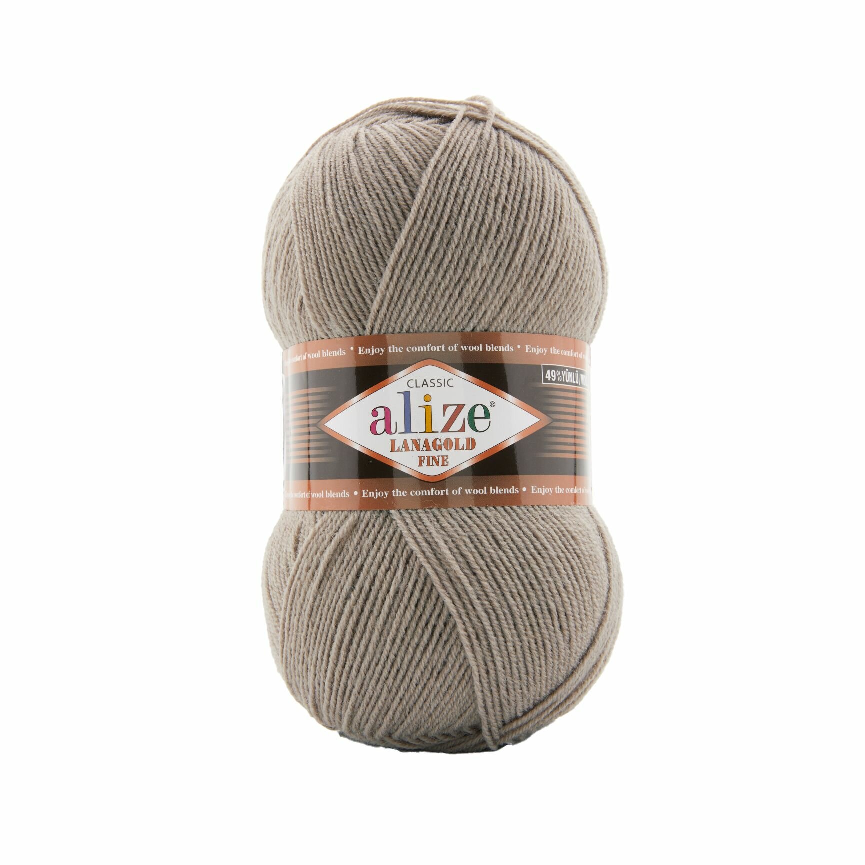 Пряжа для вязания Lanagold Fine Alize 1 моток (390 м, 100 гр), цвет 990 светло-бежевый