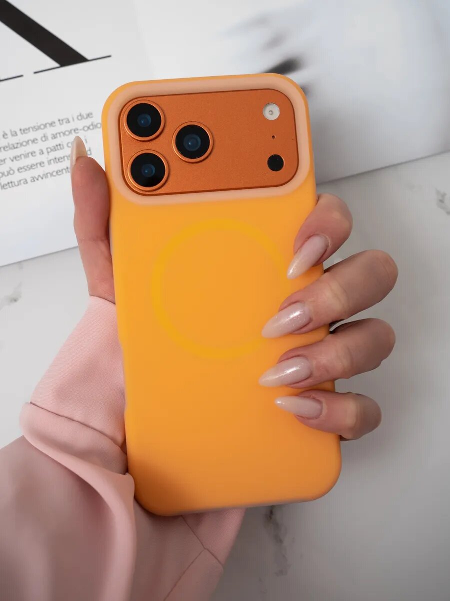 Чехол О'кейси, для iPhone 17 Pro Max, защита камеры, MagSafe, оранжевый — фото 1