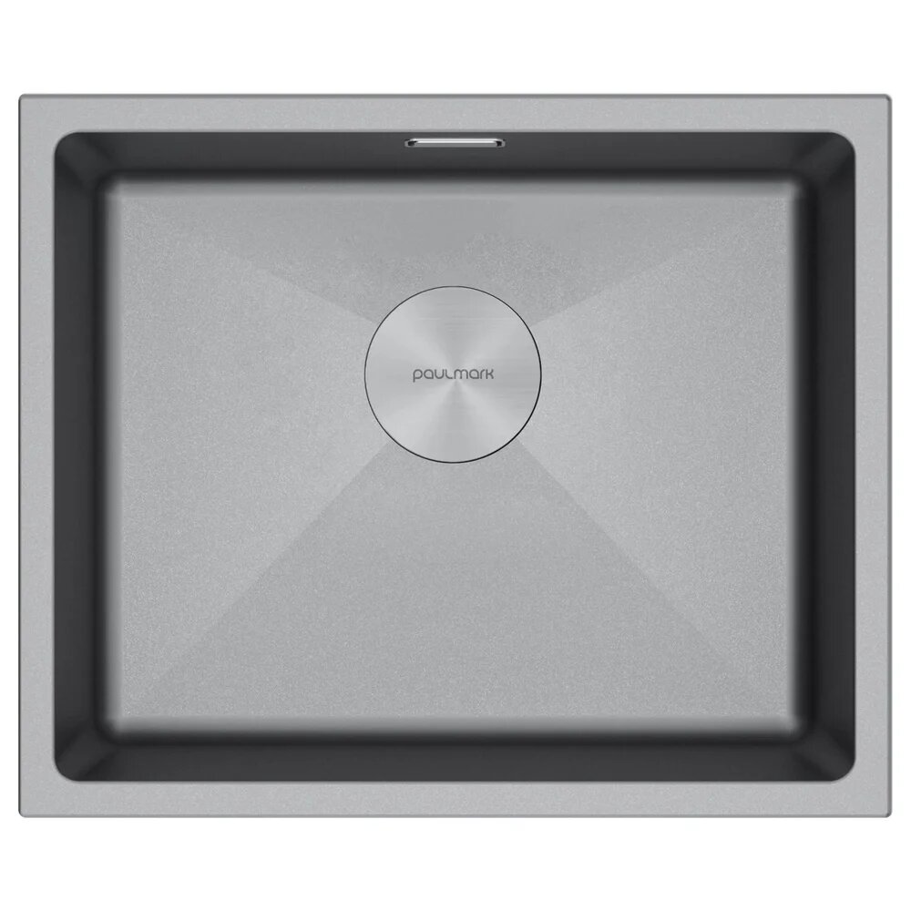 Мойка кухонная Paulmark Lumi LU55-GRM 55x46, прямоугольная, мойка для кухни, под столешницу, серая, матовая