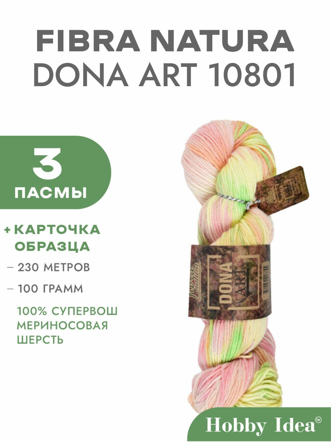 Пряжа Fibra Natura Dona Art 10801 3 мотка (Нитки шерстяные Фибра Натура Дона Арт)