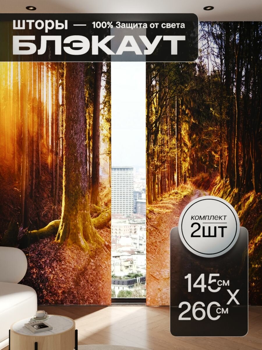 Шторы блэкаут 145x260 см 2 шт на окна плотные комплект