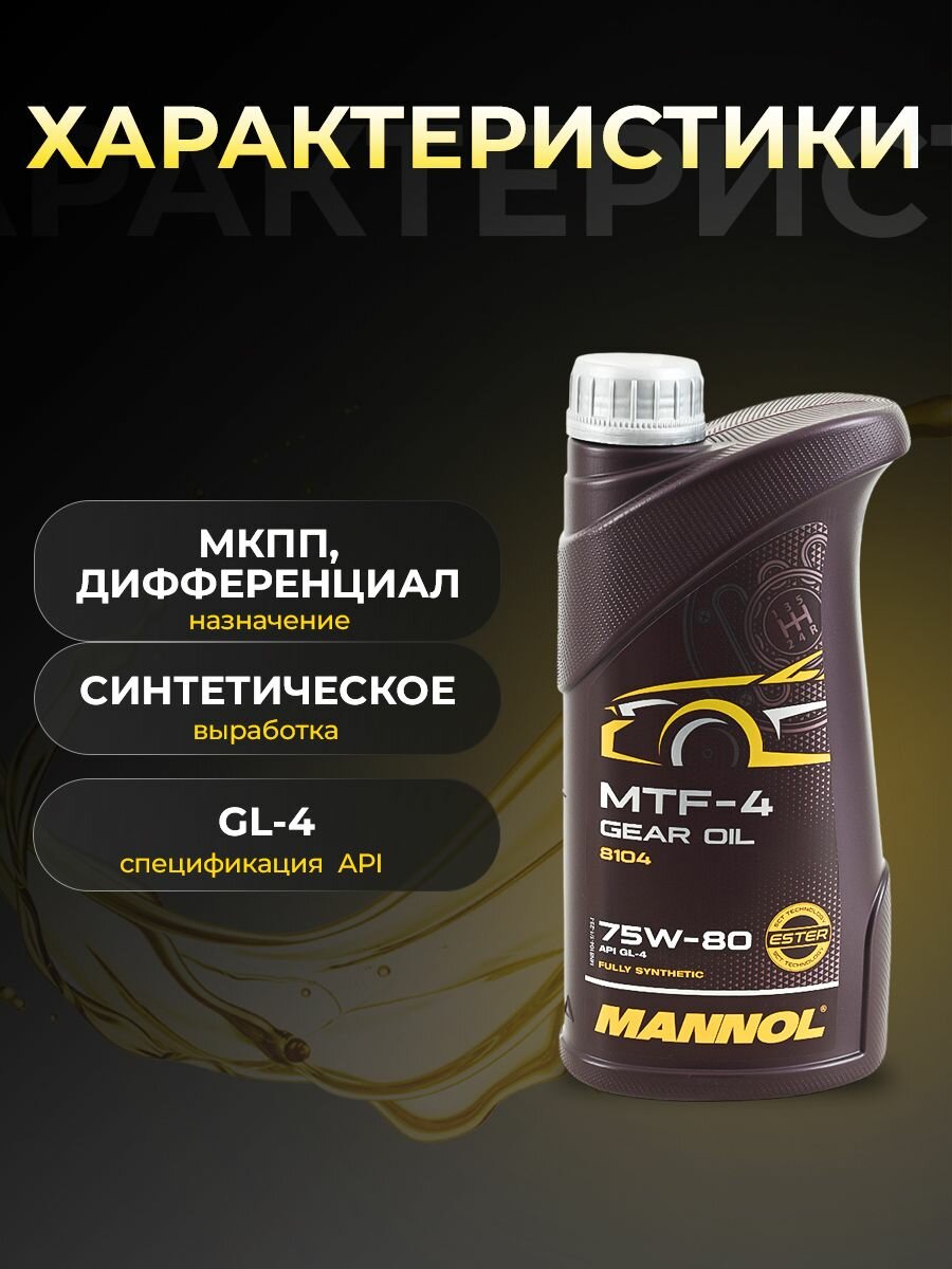 Масло трансмиссионное MANNOL MTF-4 75W80 GL-4 синтетика 1 л 1943
