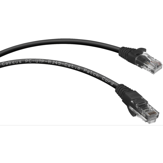 PC-UTP-RJ45-Cat.6-1.5m-BK Кабель патч-корд U/UTP 6 кат. 1,5м Cabeus неэкранированный, черный