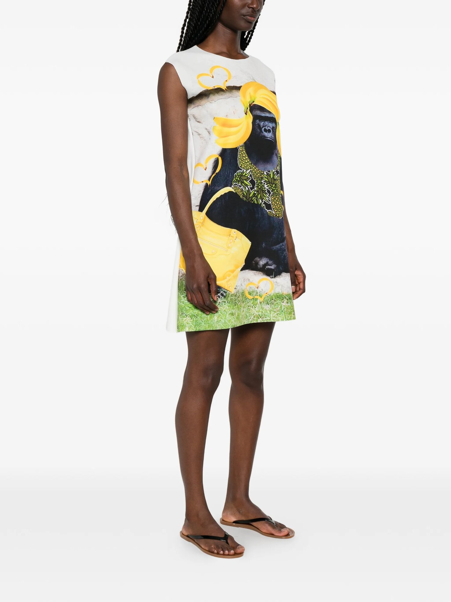 Платье The Artistylist Gorilla-print sleeveless mini dress, размер 44, бежевый/белый — фото 1